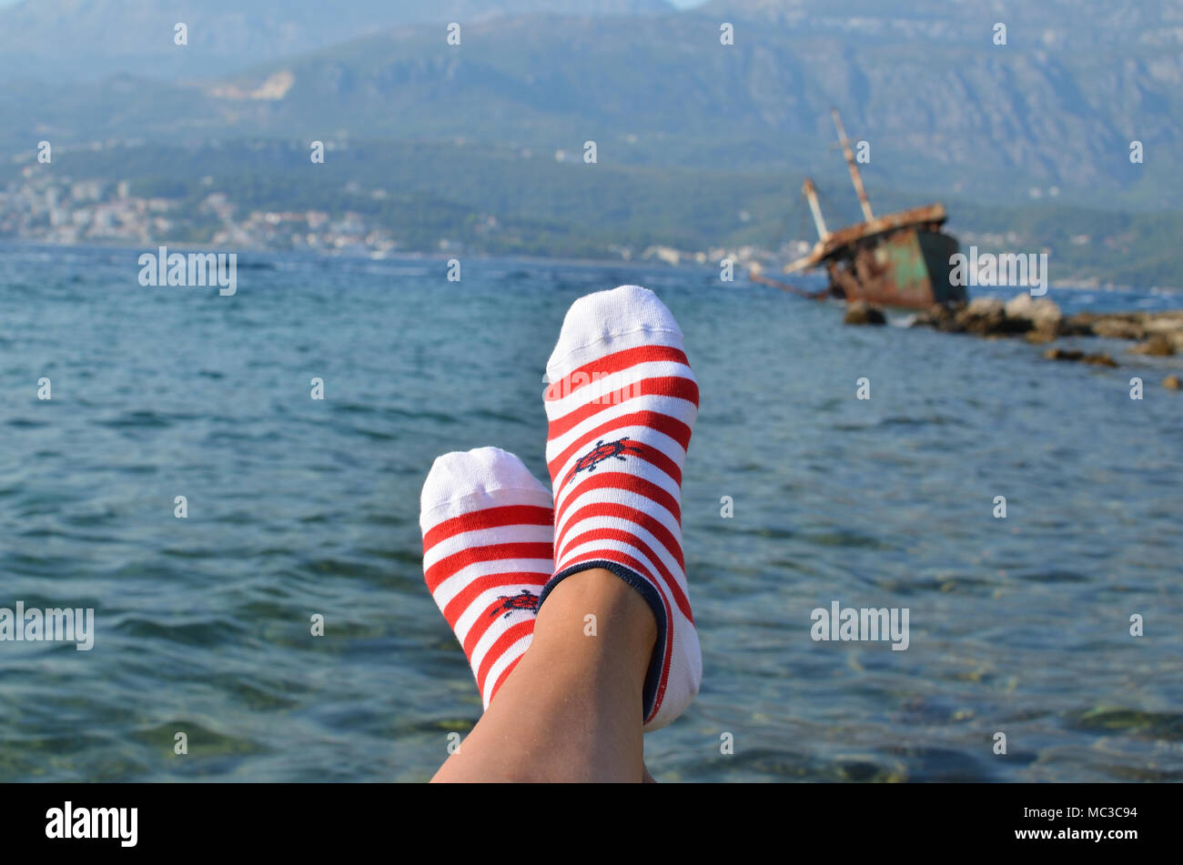 Socks summer woman beach hi-res stock photography and images - Alamy
