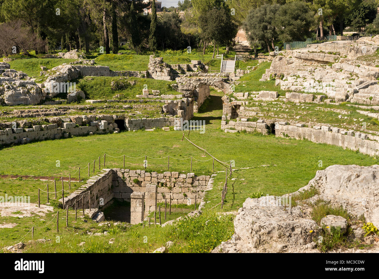 Ruins of Roman Amphitheater of Syracuse Stock Photo - Alamy