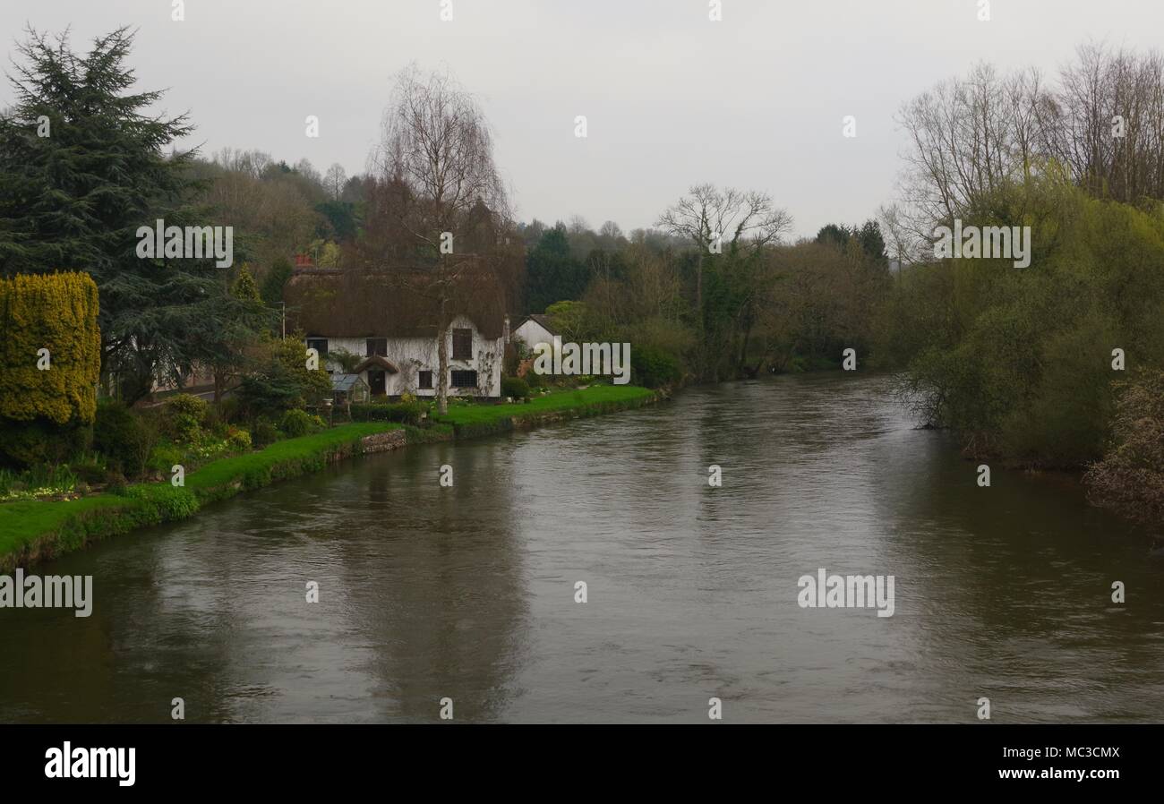 Bickleigh Cottage by the River Exe on a Grey Spring Day. Devon ...