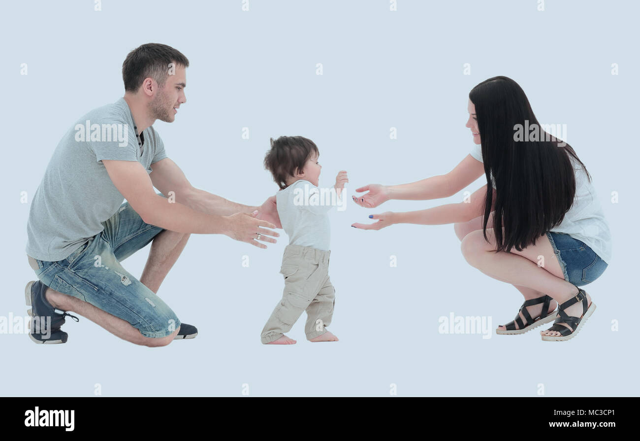 Cute smiling baby boy learning to walk Stock Photo - Alamy