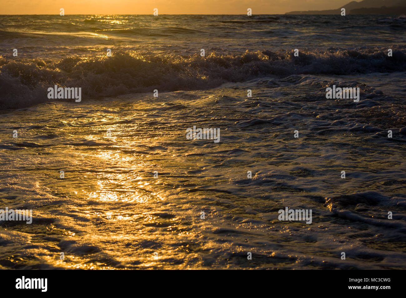 Summer sea sunset, the sun, waves and clouds, beautiful dramatic ...
