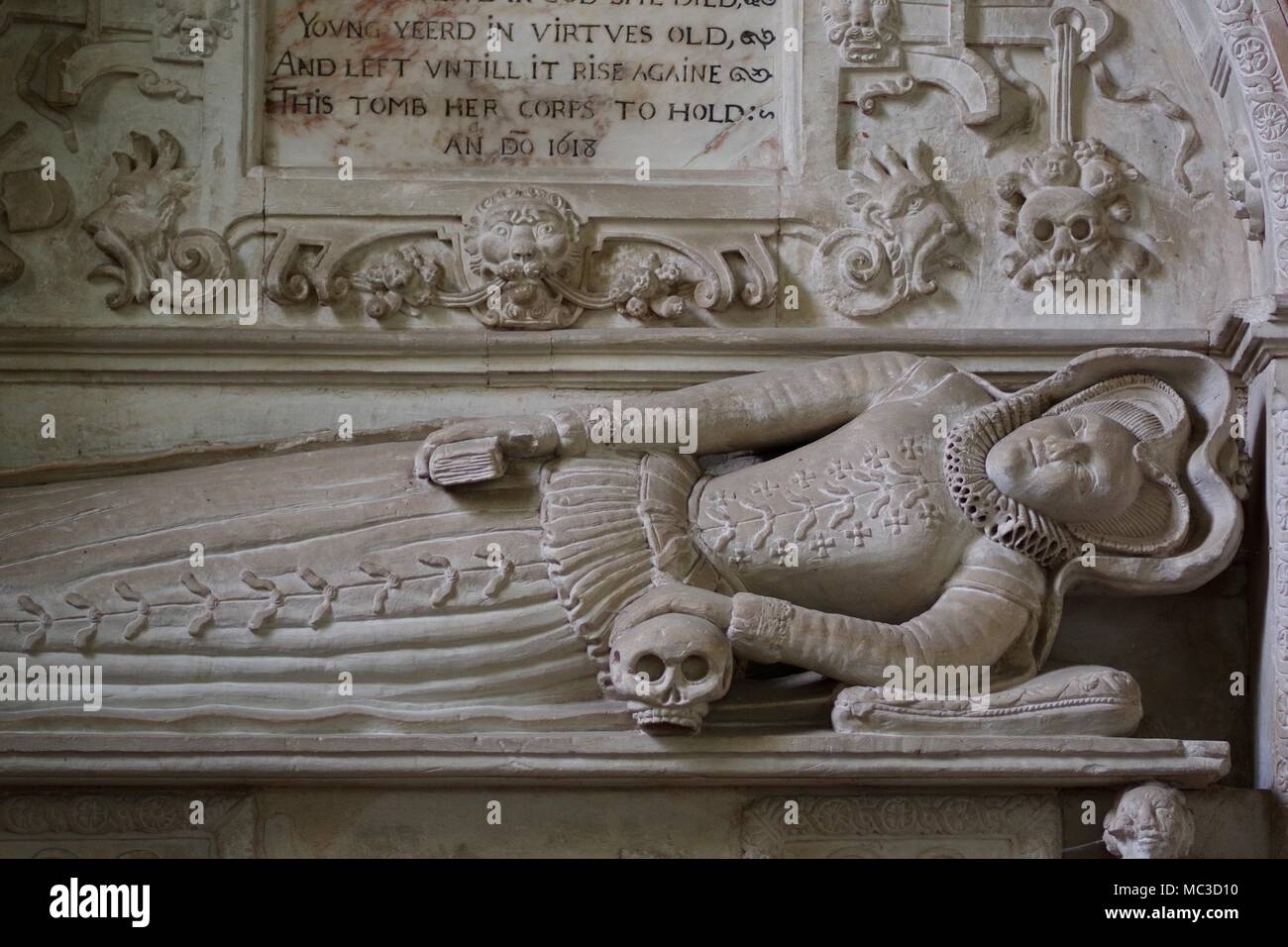 16th Century Ornate Carved Stone Tomb and Memento Mori in St Mary The ...