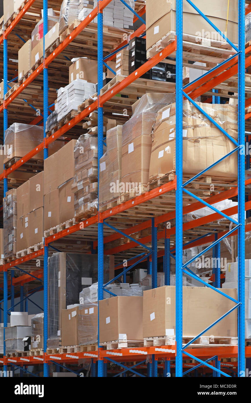 Shelving System With Goods in Distribution Warehouse Stock Photo - Alamy