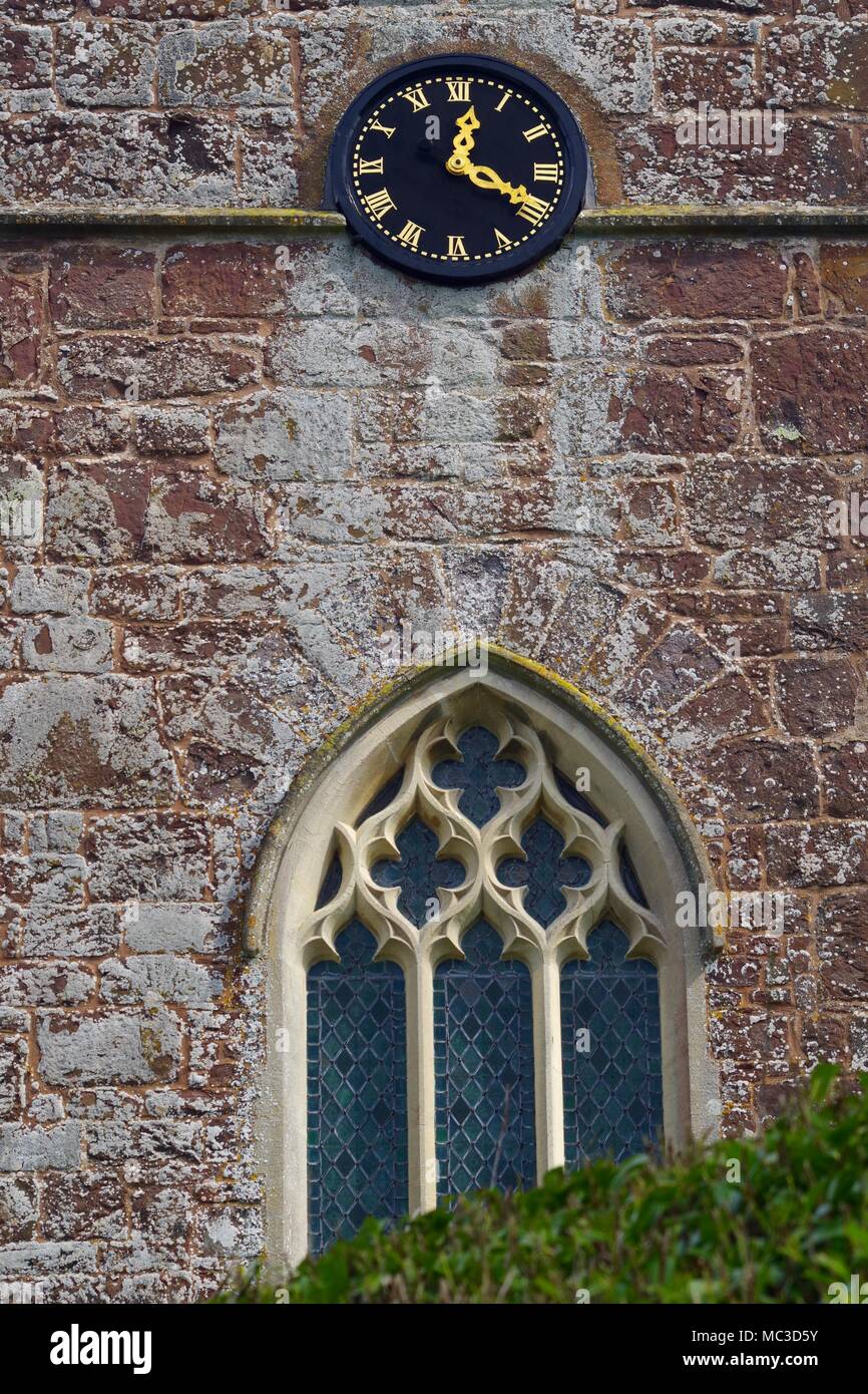 Tower of St Mary The Virgin Church at Bickleigh, with Clock and Gothic ...