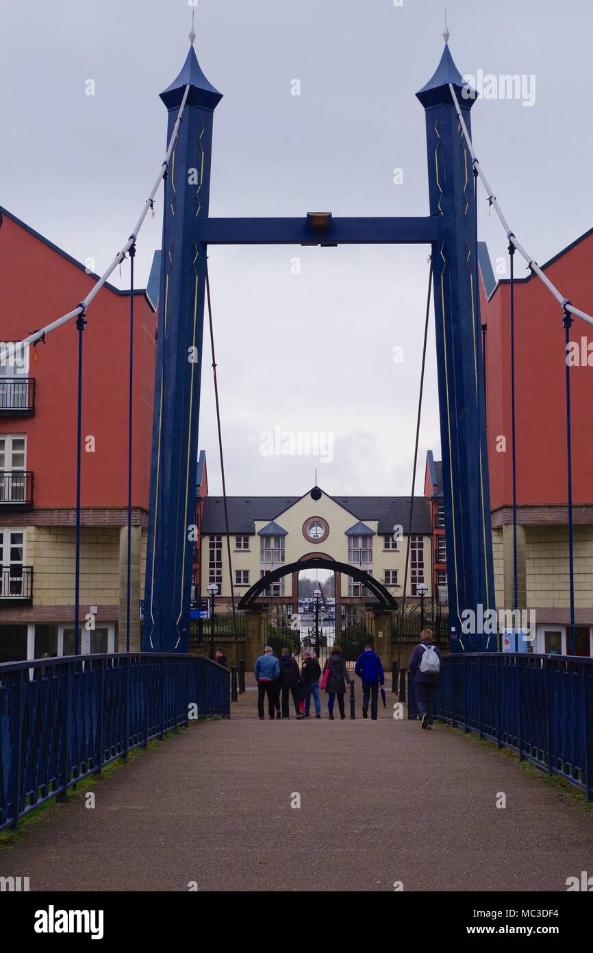 Cricklepit Suspension Footbridge, Exeter Quay, Devon, UK Stock Photo ...