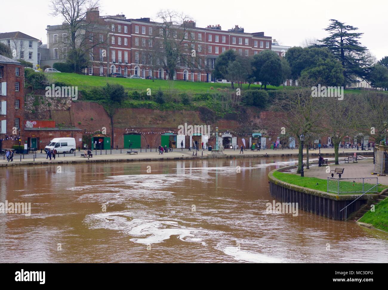 The River Exe in Turbid Brown Flood, Exeter Quay. Looking towards ...