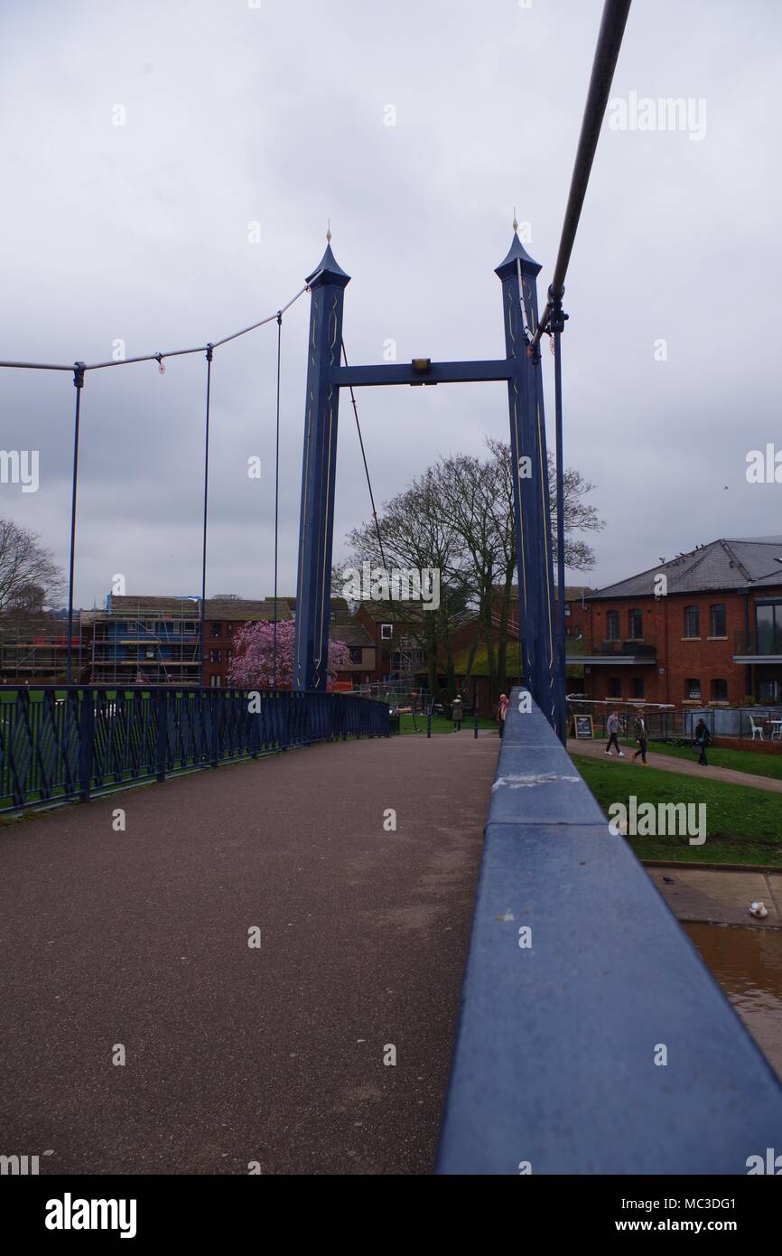 Cricklepit Suspension Footbridge, Exeter Quay, Devon, UK Stock Photo ...