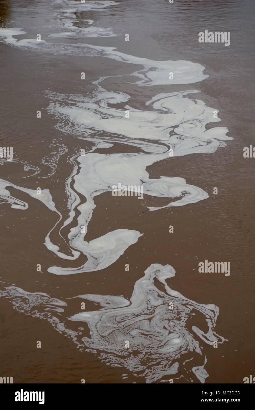 Abstract Swirling Foam on the Surface of the River Exe in Flood. Exeter ...