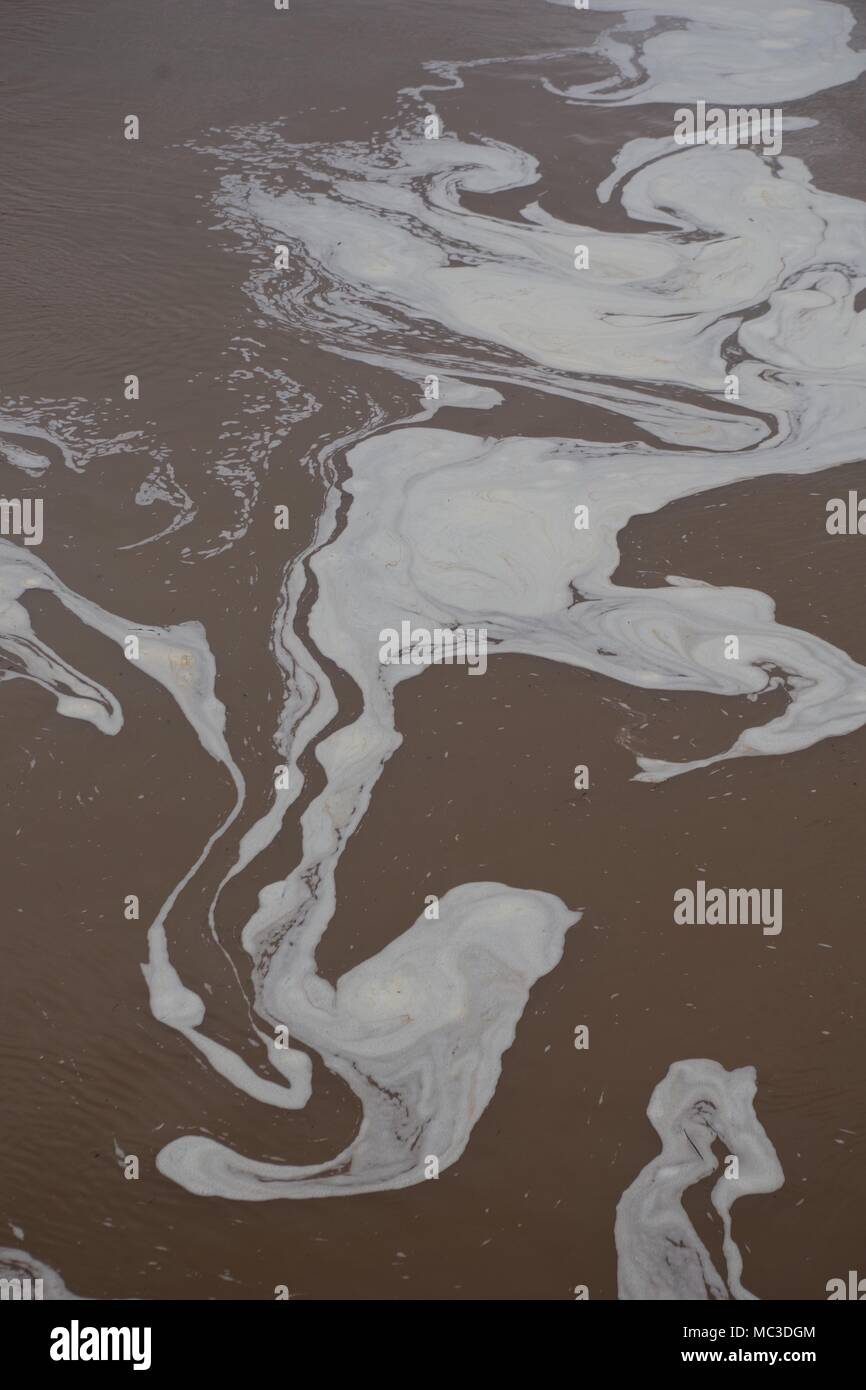 Abstract Swirling Foam on the Surface of the River Exe in Flood. Exeter ...