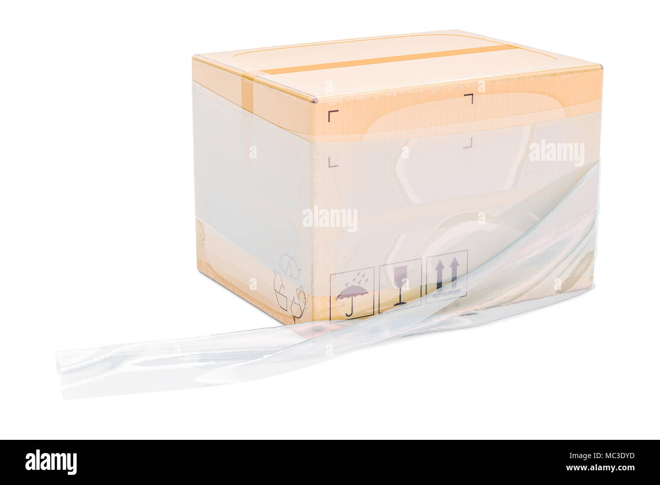 Parcel wrapped in the stretch film, 3D rendering Stock Photo - Alamy