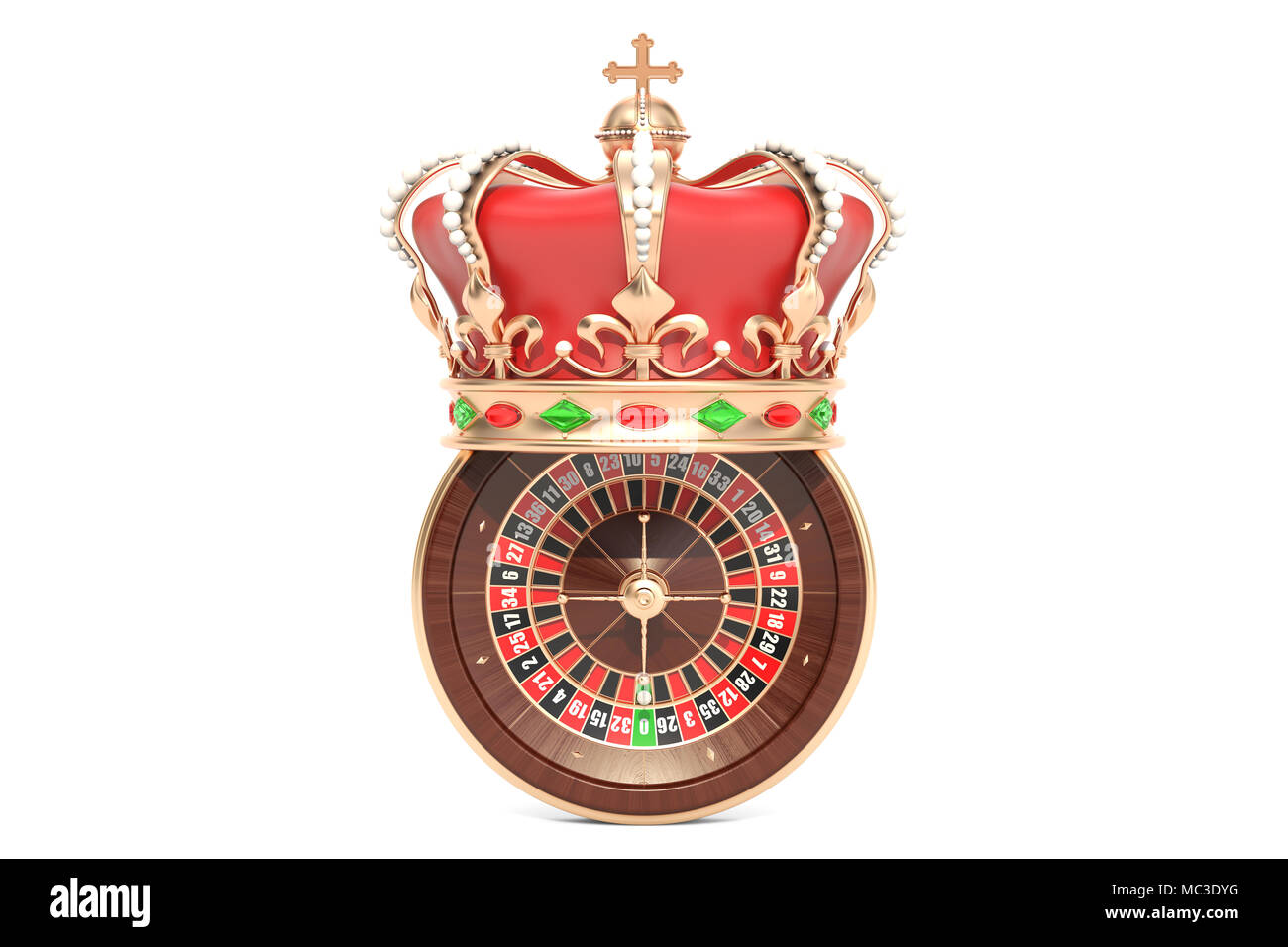 Casino roulette with royal crown, 3D rendering isolated on white ...