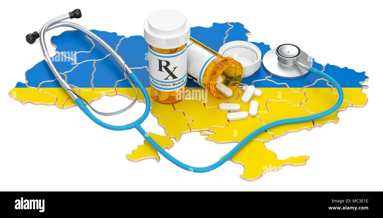 Healthcare in Ukraine concept, 3D rendering isolated on white ...