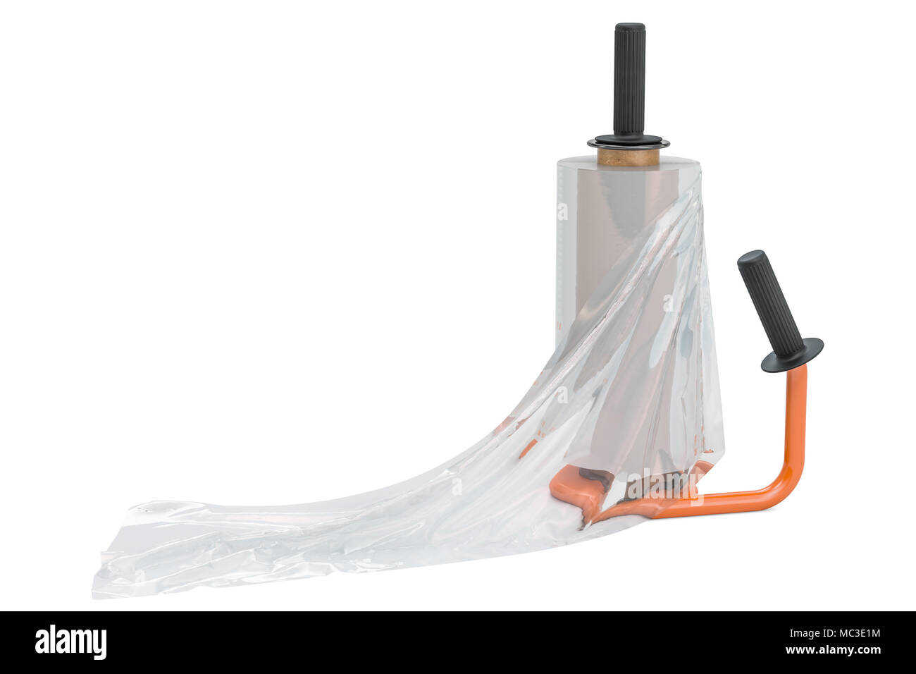 Manual film stretch wrapping machine with stretch film, 3D rendering ...