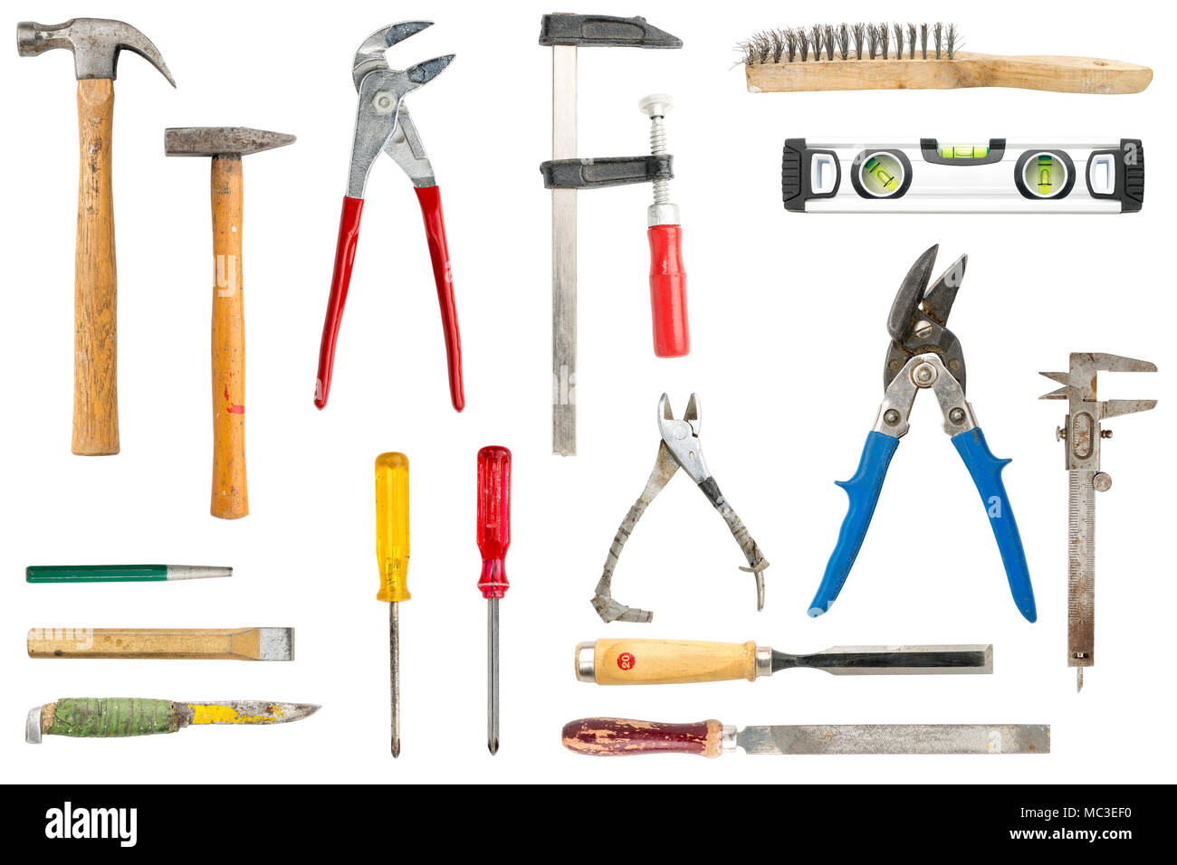 collection of old tools, isolated on white Stock Photo - Alamy