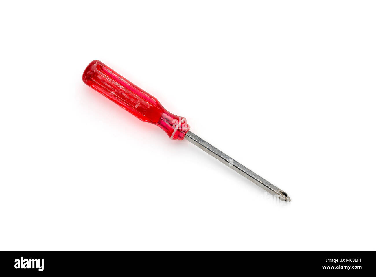 old screw driver with red plastic handle, isolated on white Stock Photo ...