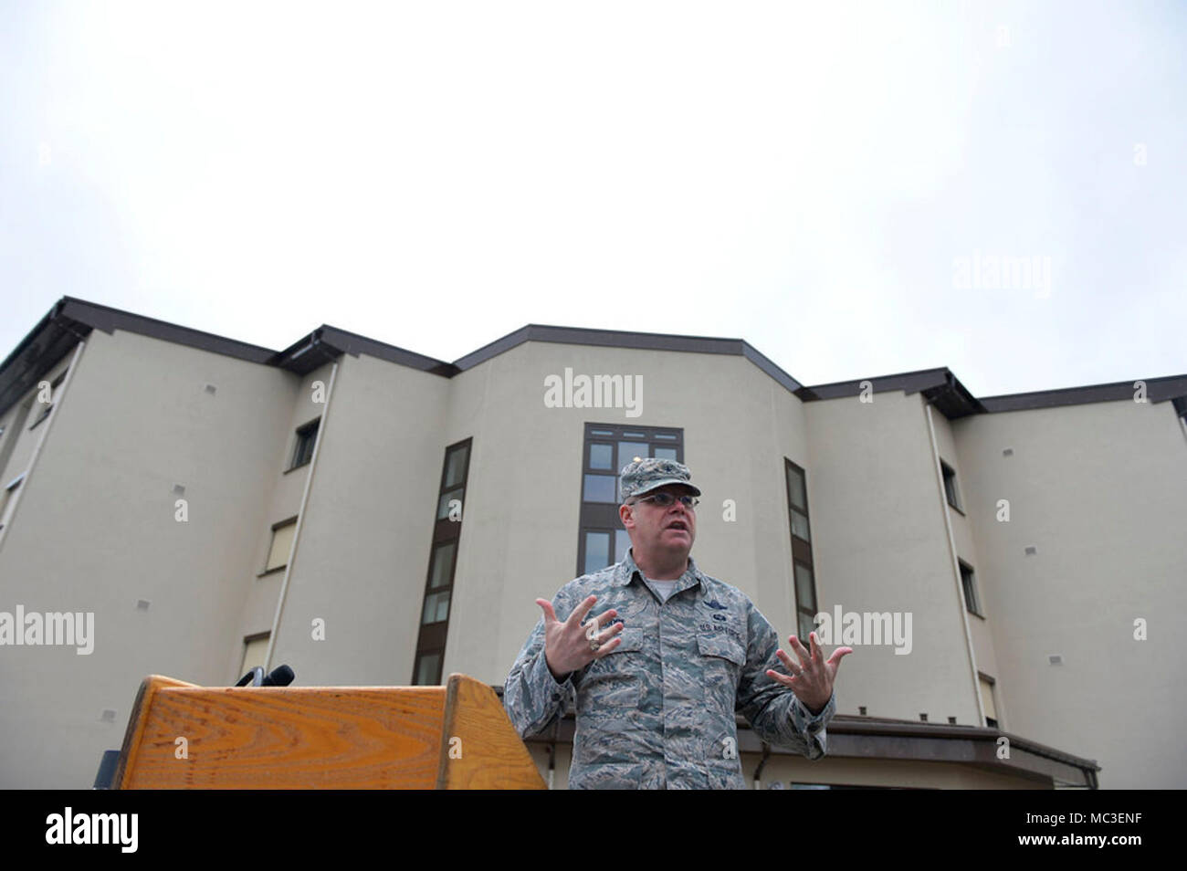 U.S. Air Force, Brig. Gen. Richard G. Moore Jr. gives remarks during a ...