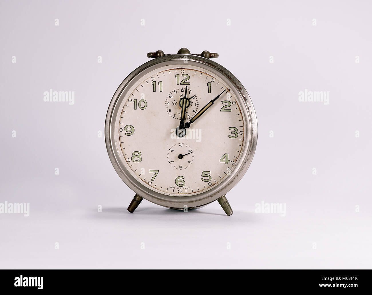 Two alarm clock retro and vintage classic design in white background ...