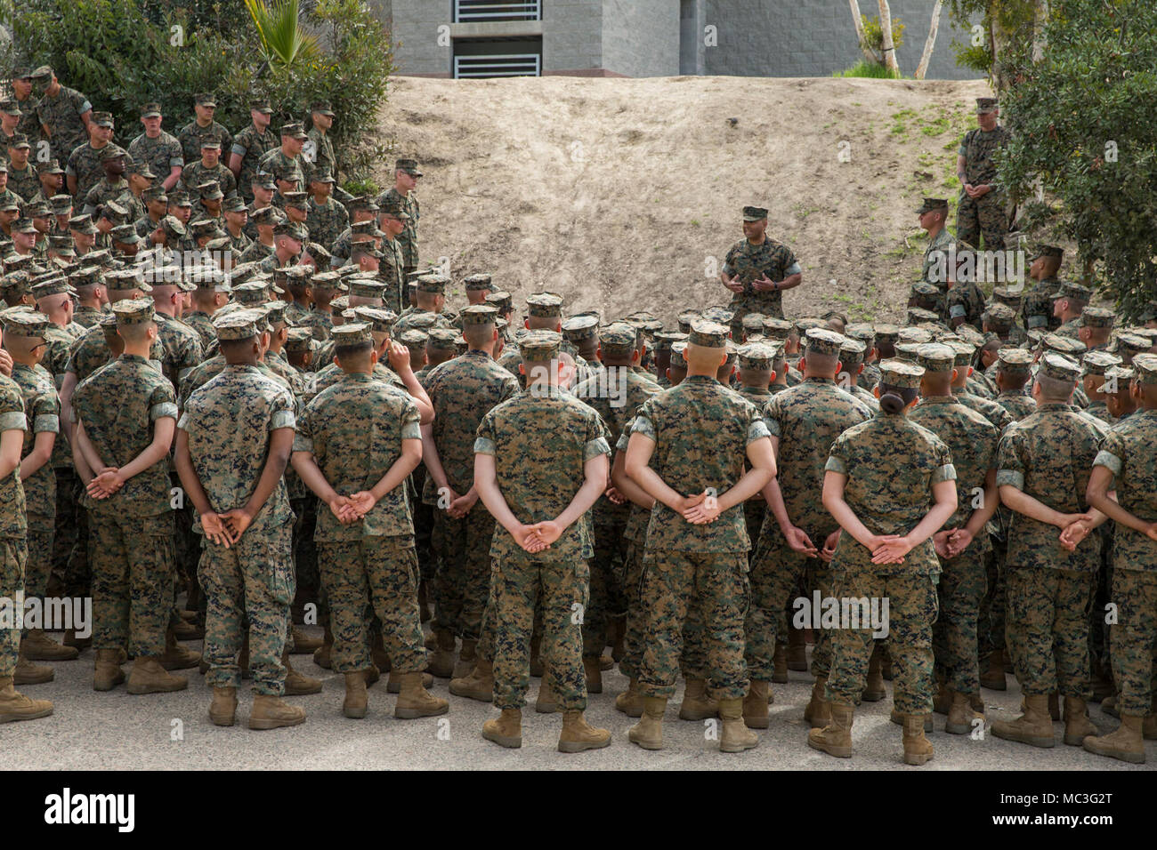 U.S Marine Corps Sgt. Maj. Daniel Velis, right, Marine Combat Training ...