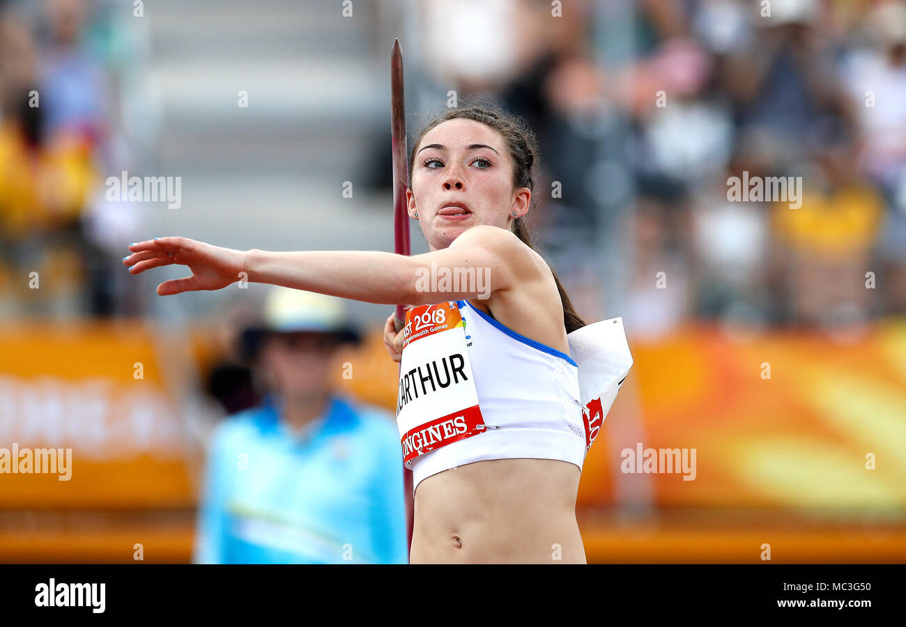 Scotland's Holly McArthur competes in the Women's Heptathlon Javelin ...