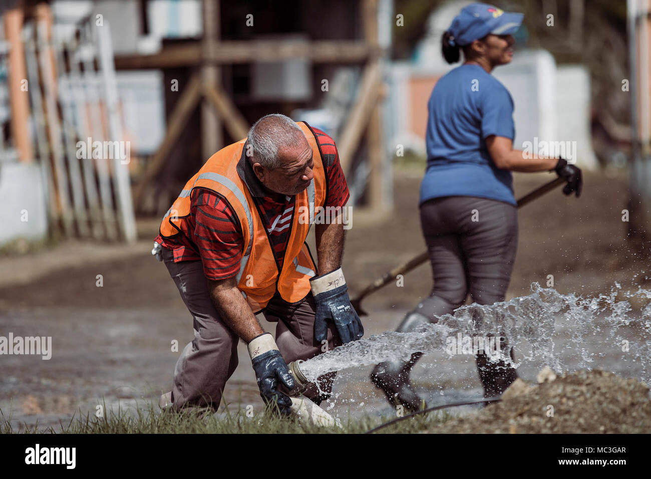 MAUNABO, Puerto Rico, Jan. 11, 2018--Municipality employees clean up ...