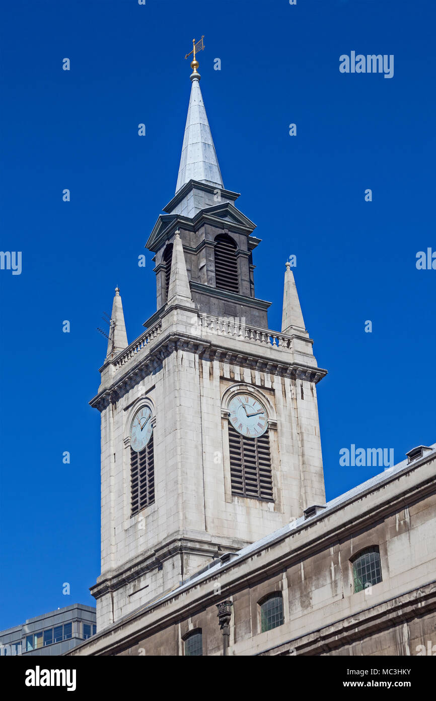 City of London. The Wren bell tower of St Lawrence Jewry next Guildhall ...