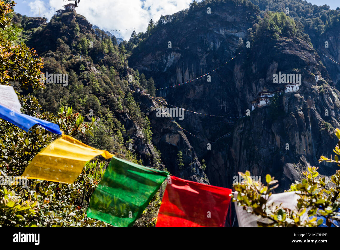 Paro Taktsang aka Tiger's nest is an old monastery situated on a cliff ...