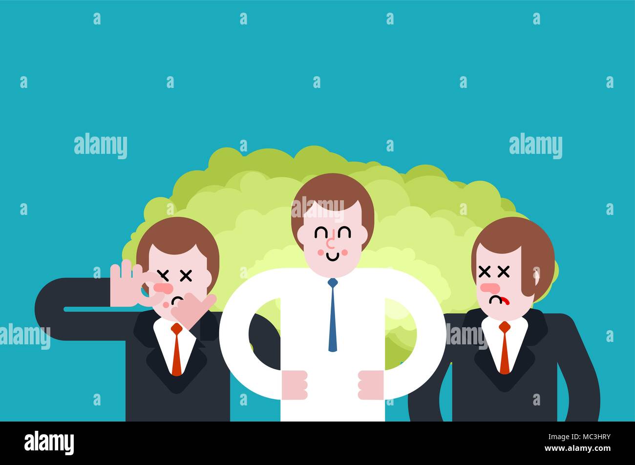 Fart in office. People are running away. Bad smell. Cloud Stench. Hold ...