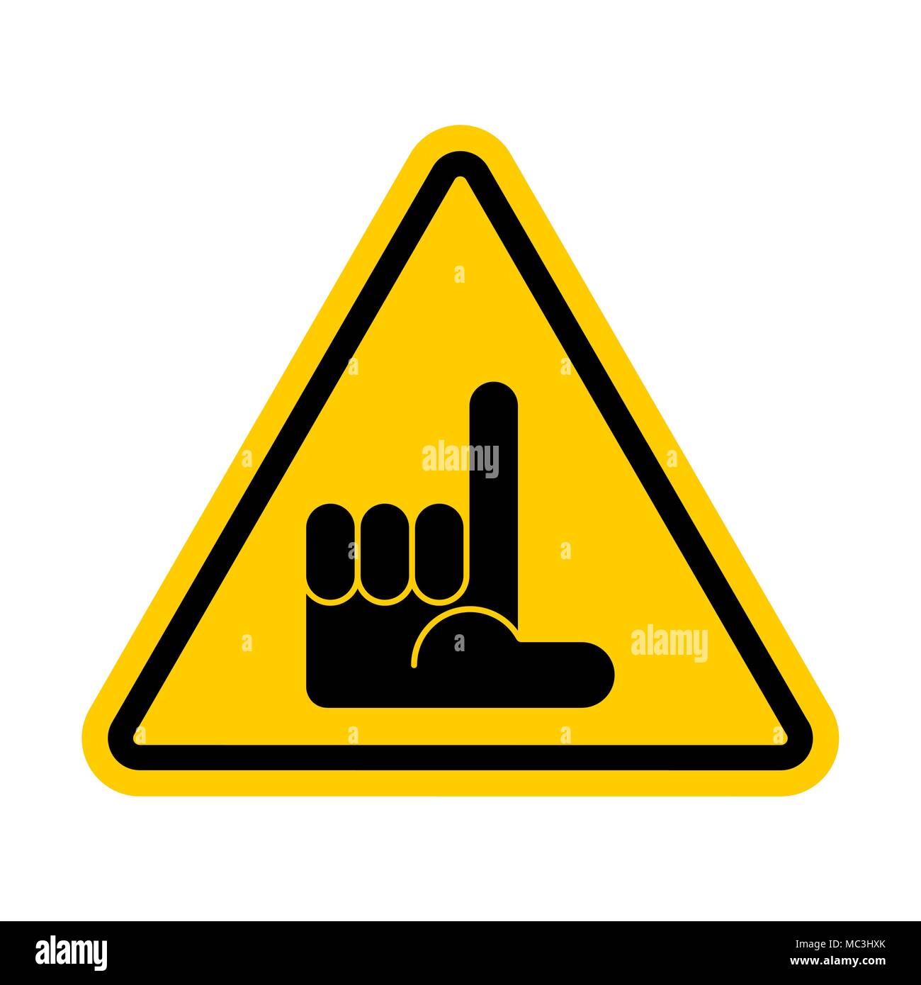 Loser Attention. Unsuccessful man is prohibited. Yellow triangle road ...