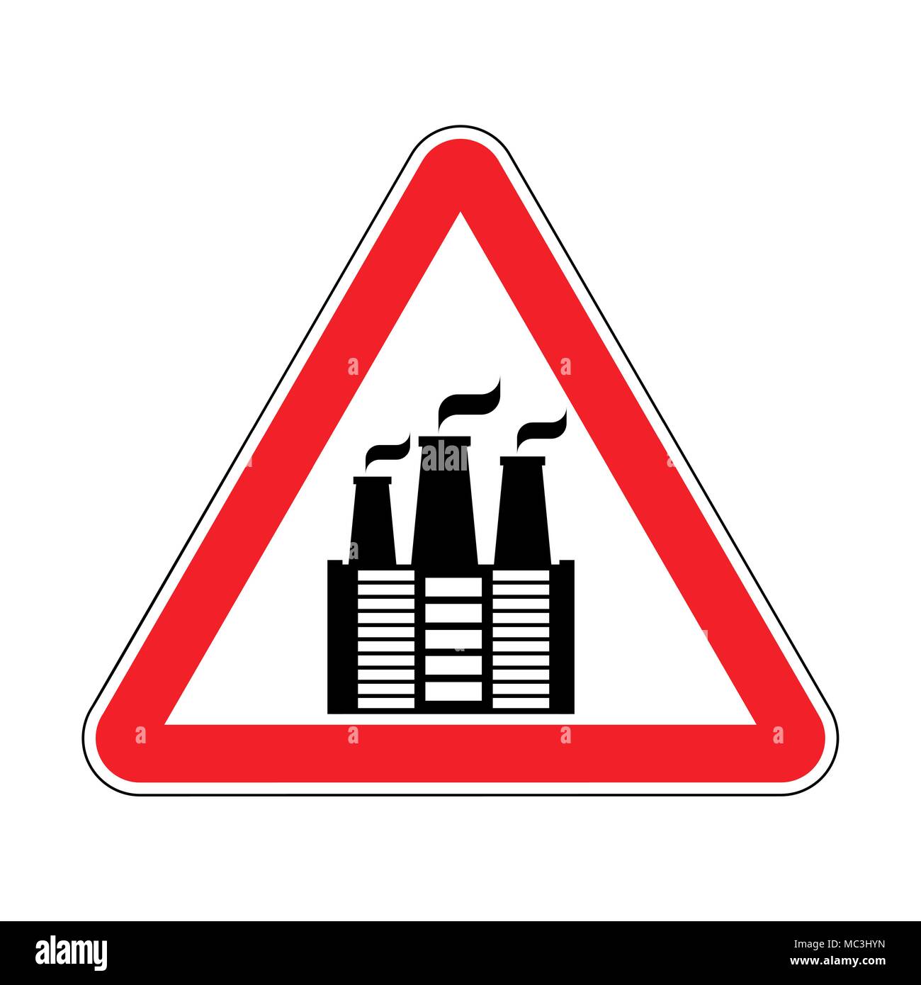 Attention Factory. Environmental pollution prohibited. Red triangle ...