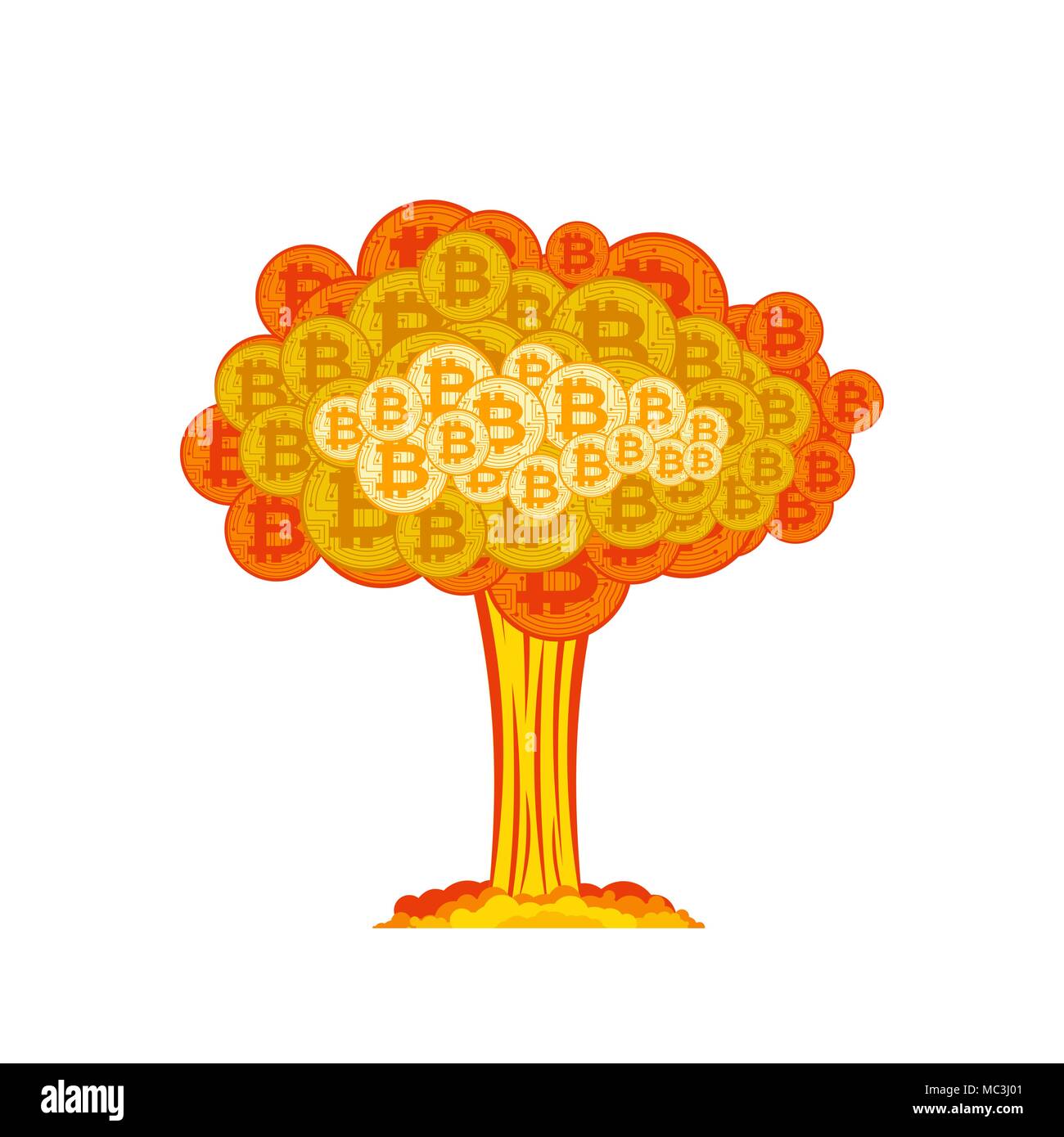 Bitcoin explosion. Big cloud of crypto currency Stock Vector Image ...