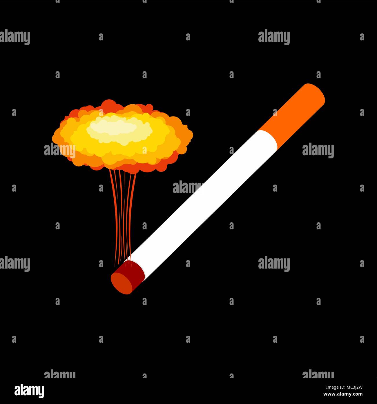 Cigarette and explosion isolated. Smoking illustration vector Stock ...