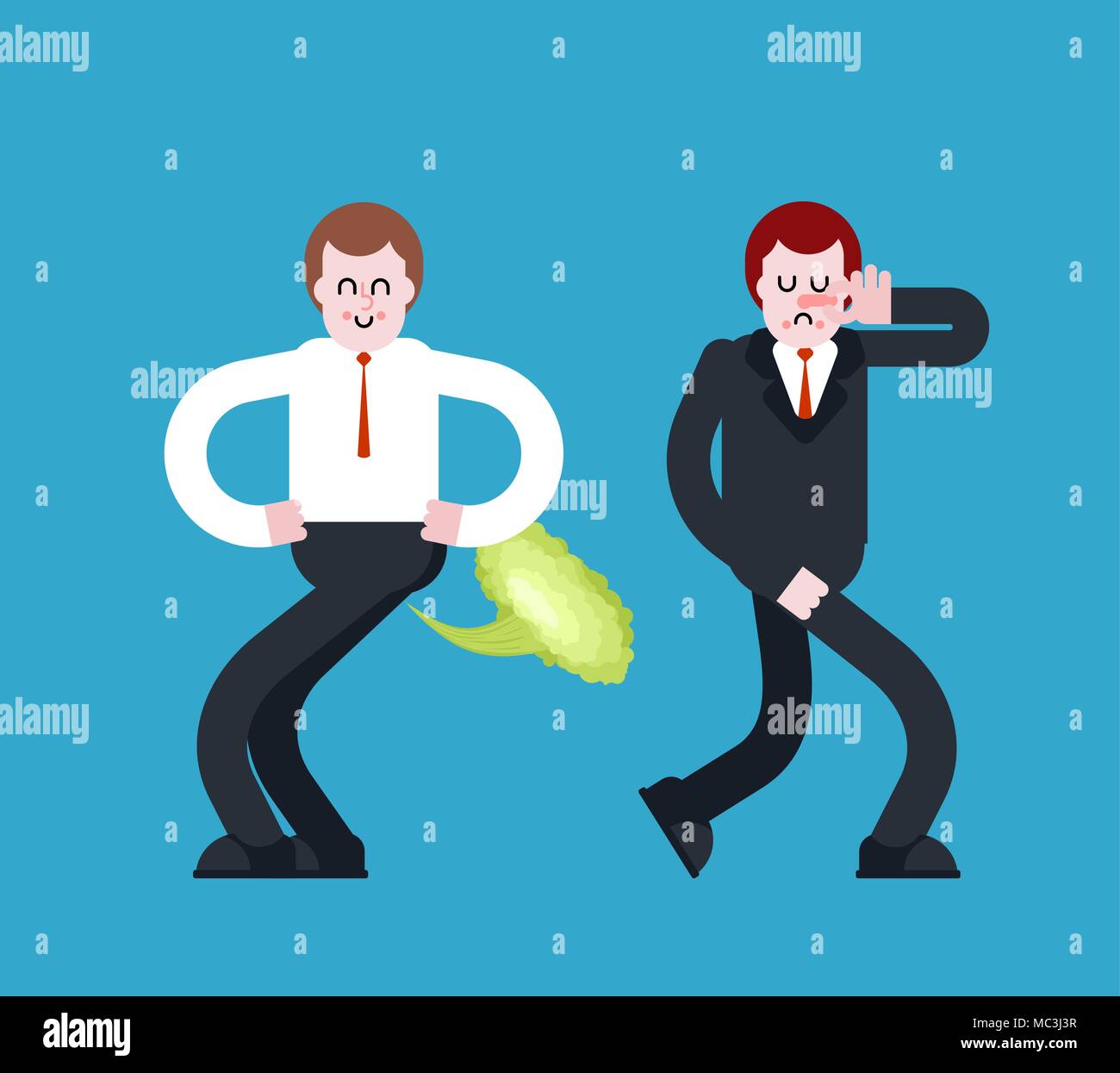 Fart. Man are running away. Bad smell. Cloud Stench. Hold your nose ...