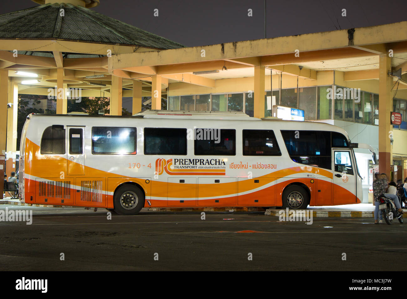 CHIANG MAI, THAILAND - APRIL 11 2018: New Scania bus of Prempracha ...