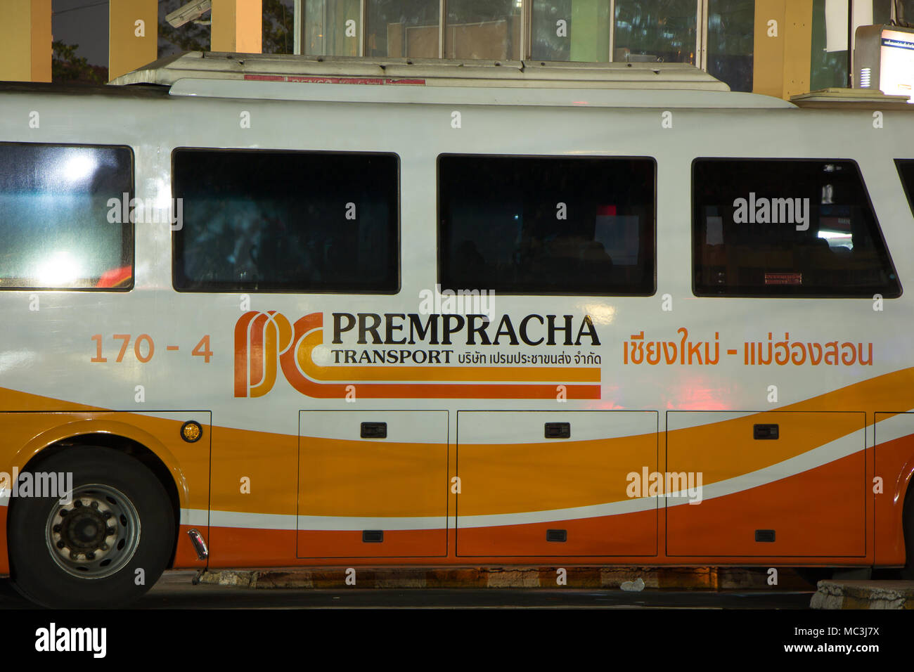 CHIANG MAI, THAILAND - APRIL 11 2018: New Scania bus of Prempracha ...
