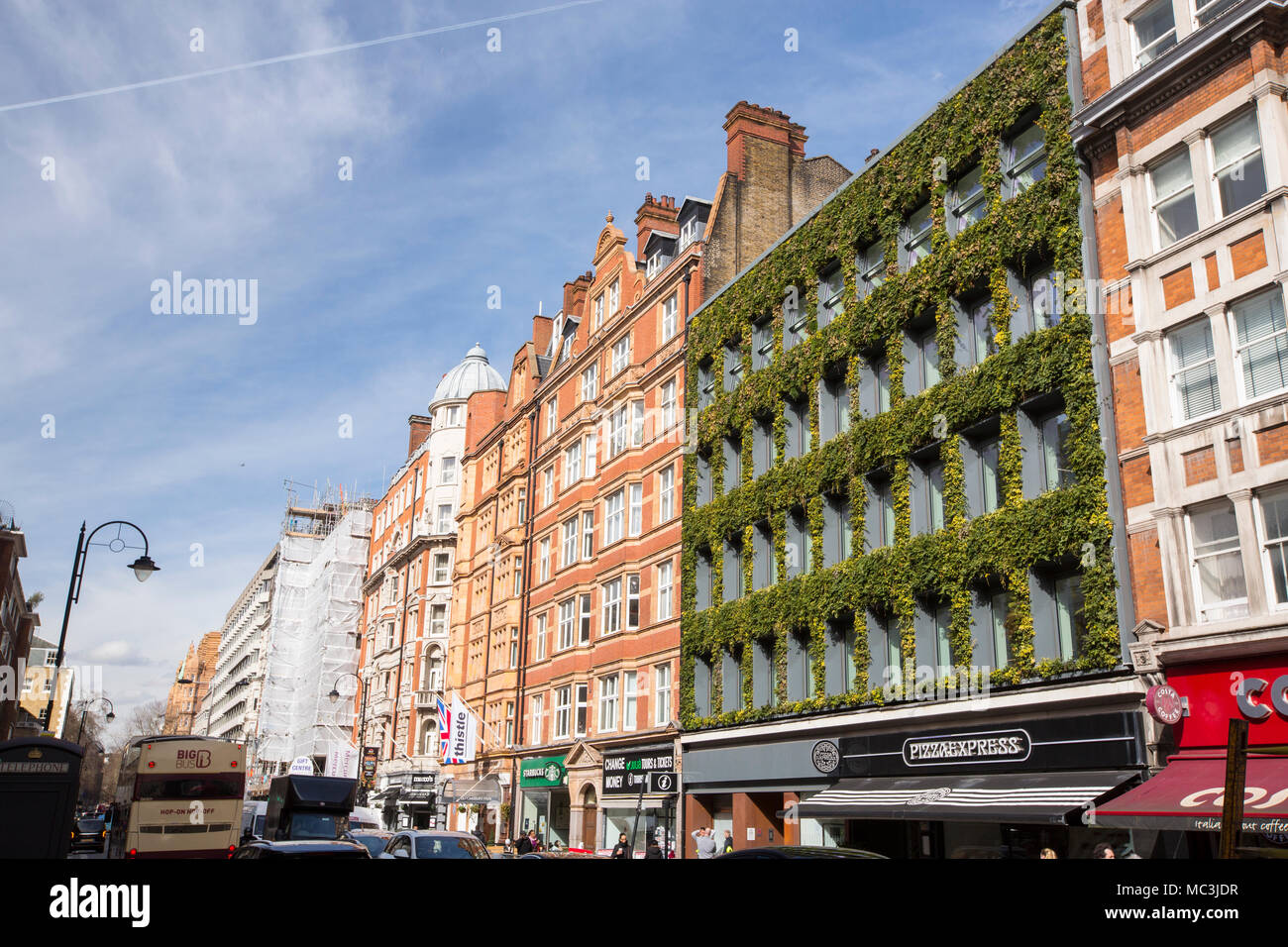 A green fronted building using plants on Kingsway, London, UK Stock ...