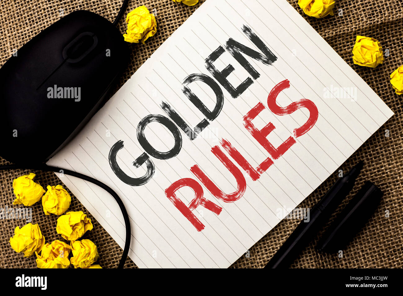 Word writing text Golden Rules. Business concept for Regulation ...