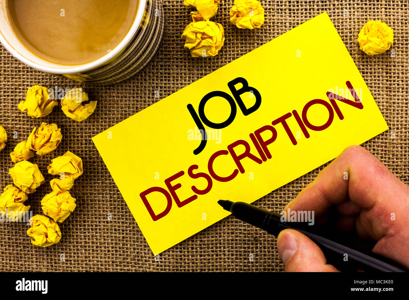 Text sign showing Job Description. Conceptual photo Document that ...