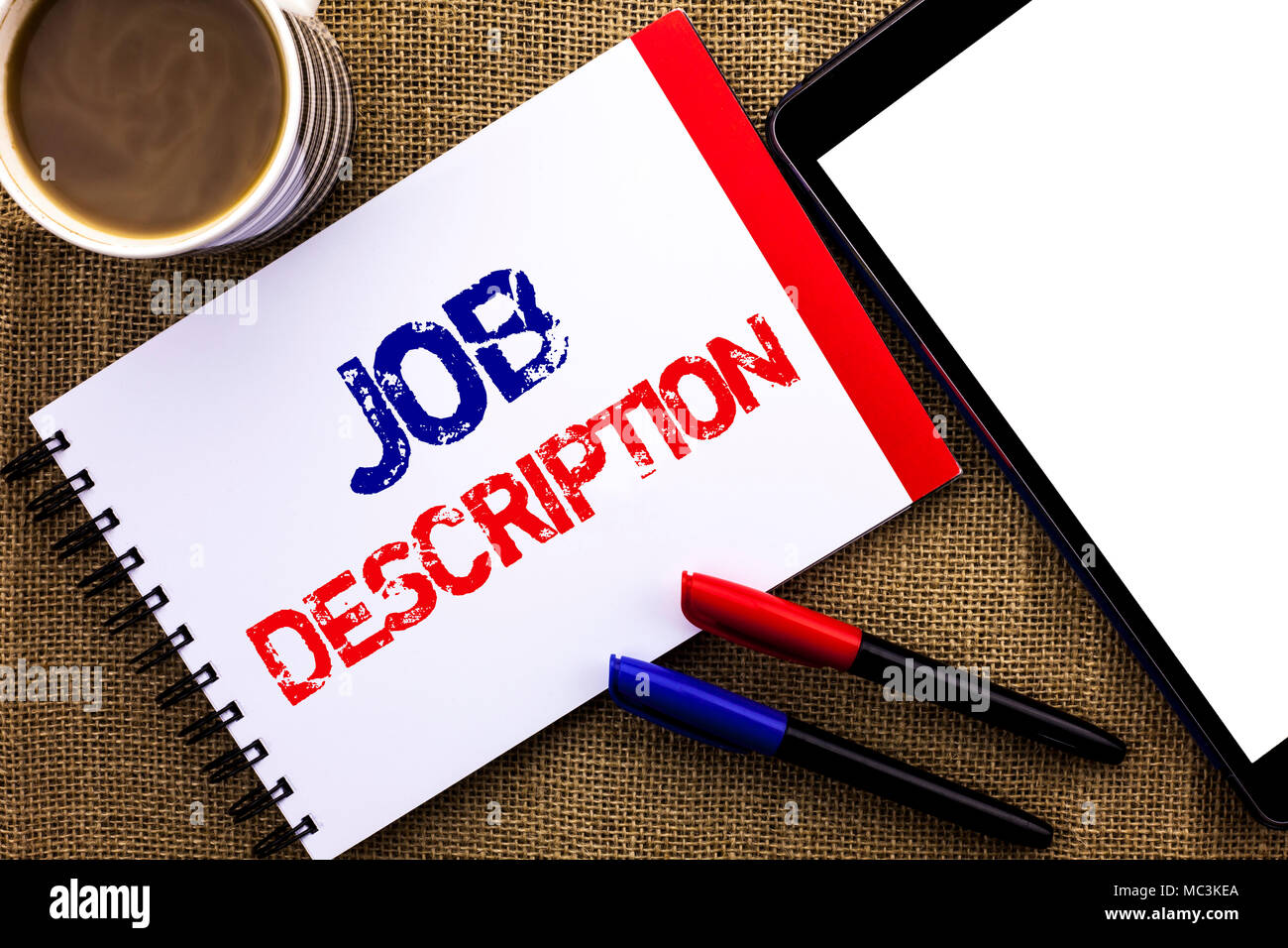 Handwriting text Job Description. Concept meaning Document that ...