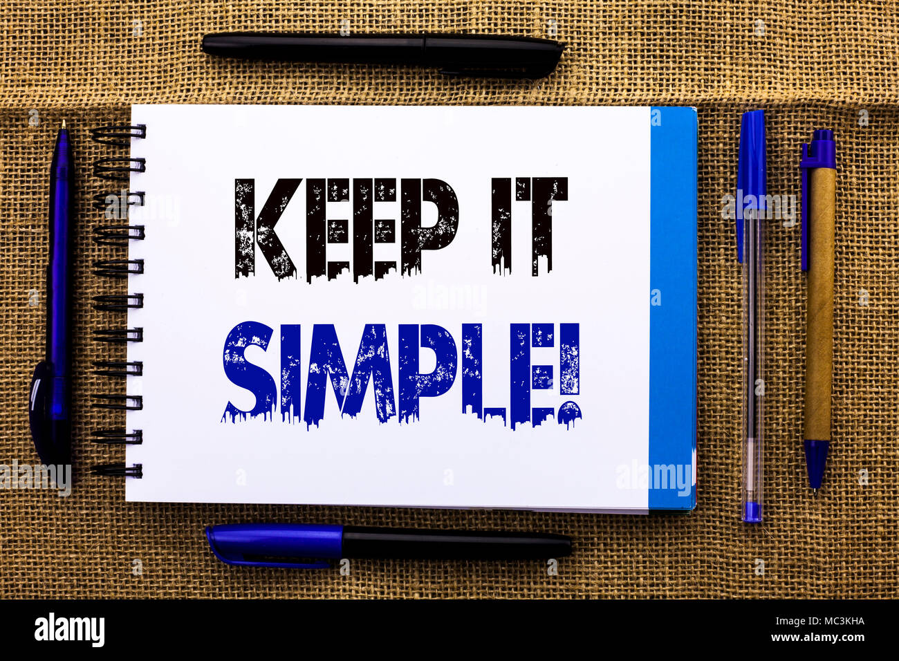 Conceptual hand writing showing Keep It Simple Motivational Call ...