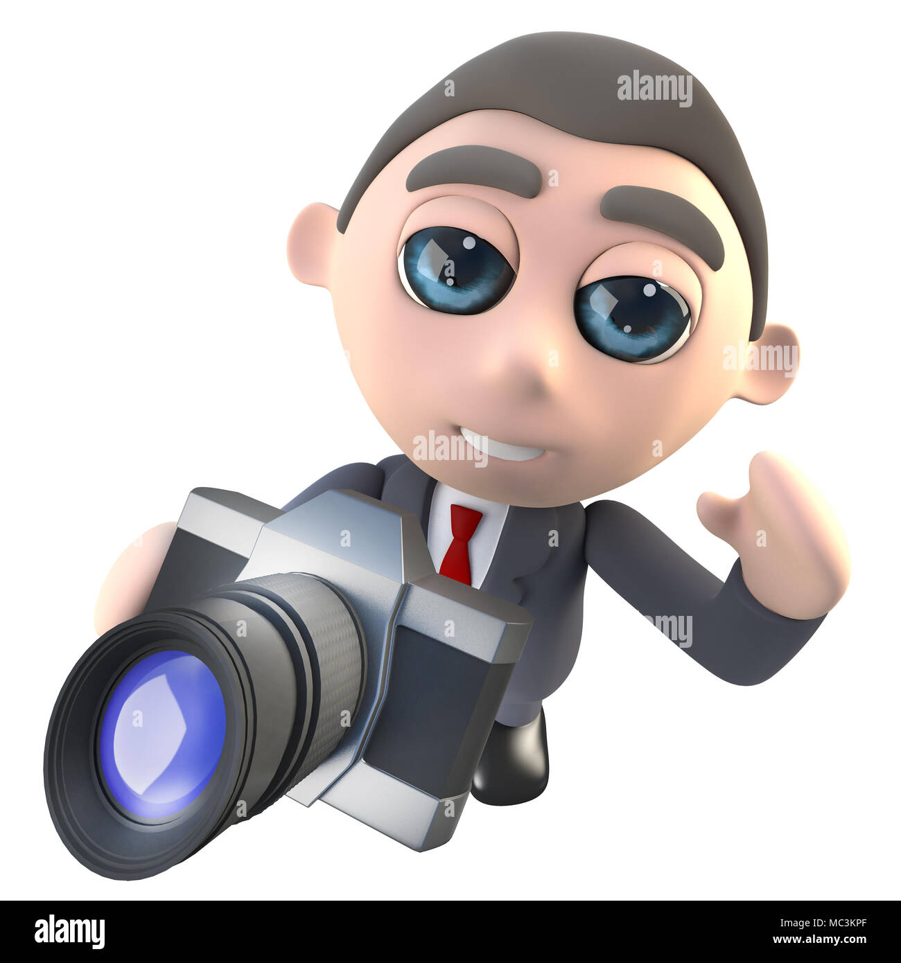 3d render of a funny cartoon executive businessman character taking a ...