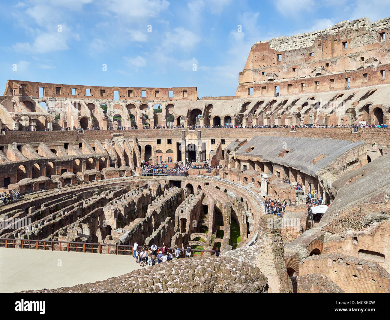 Inside view of the arena Colosseum with tourists during the day Stock ...