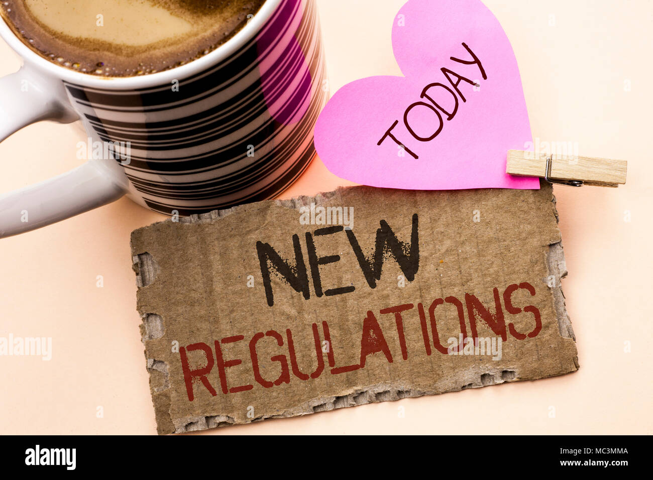 Text sign showing New Regulations. Conceptual photo Change of Laws ...