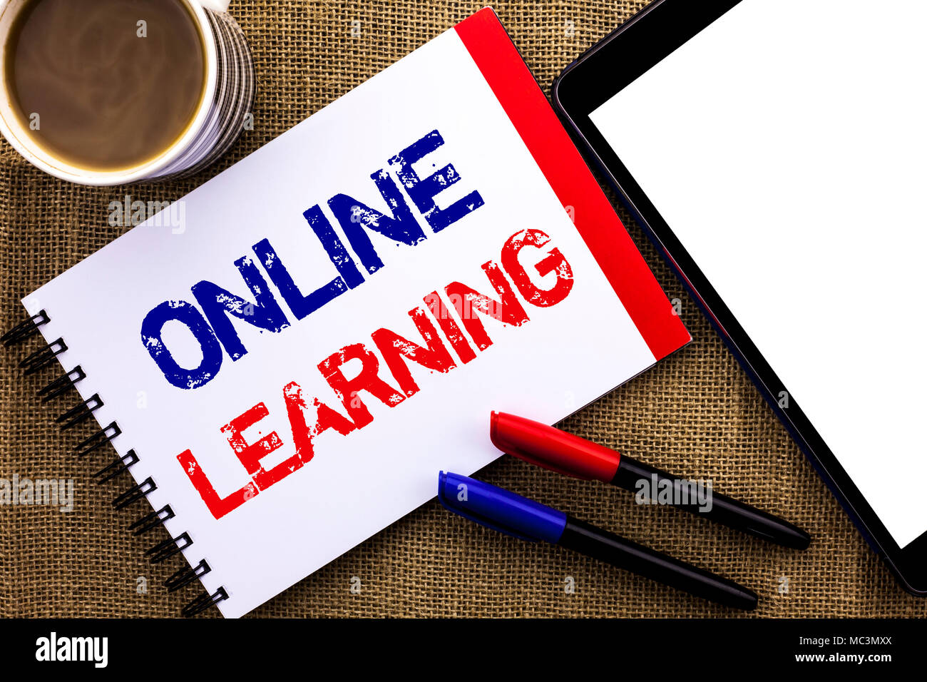 Handwriting text Online Learning. Concept meaning Distance education ...