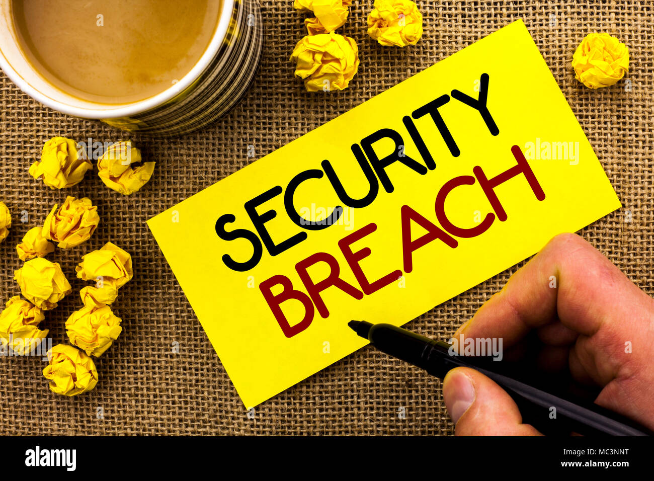 Text sign showing Security Breach. Conceptual photo Unauthorized access ...