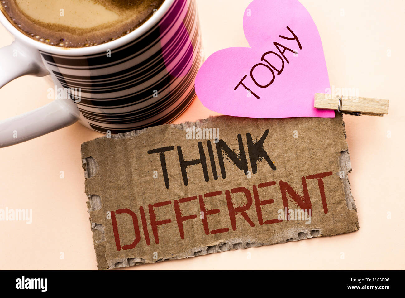 Text sign showing Think Different. Conceptual photo Rethink Change on ...