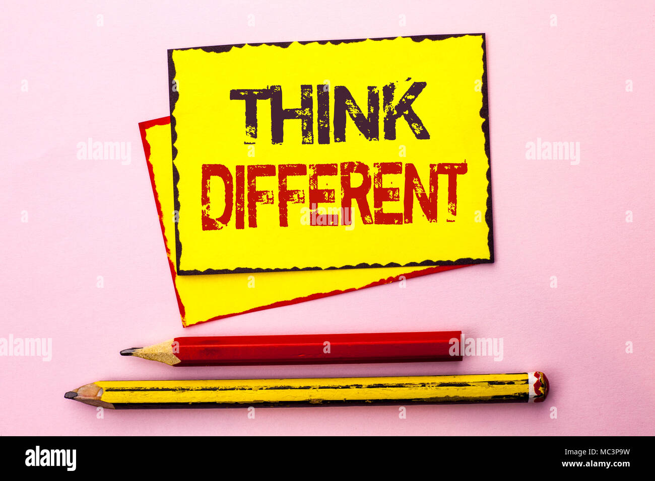 Text sign showing Think Different. Conceptual photo Rethink Change on ...
