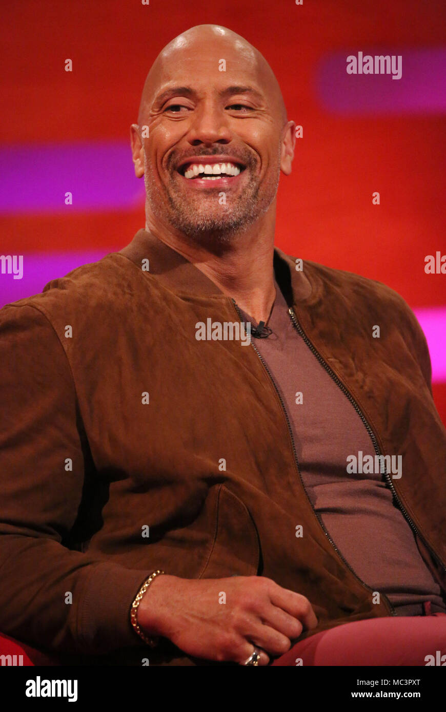 Dwayne Johnson during filming for the Graham Norton Show at BBC ...
