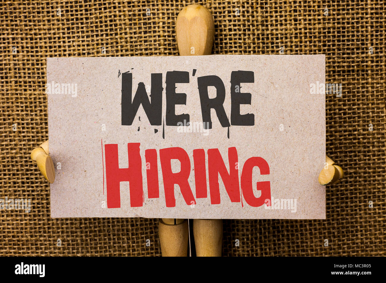 Conceptual hand writing showing We're Hiring. Business photo text ...