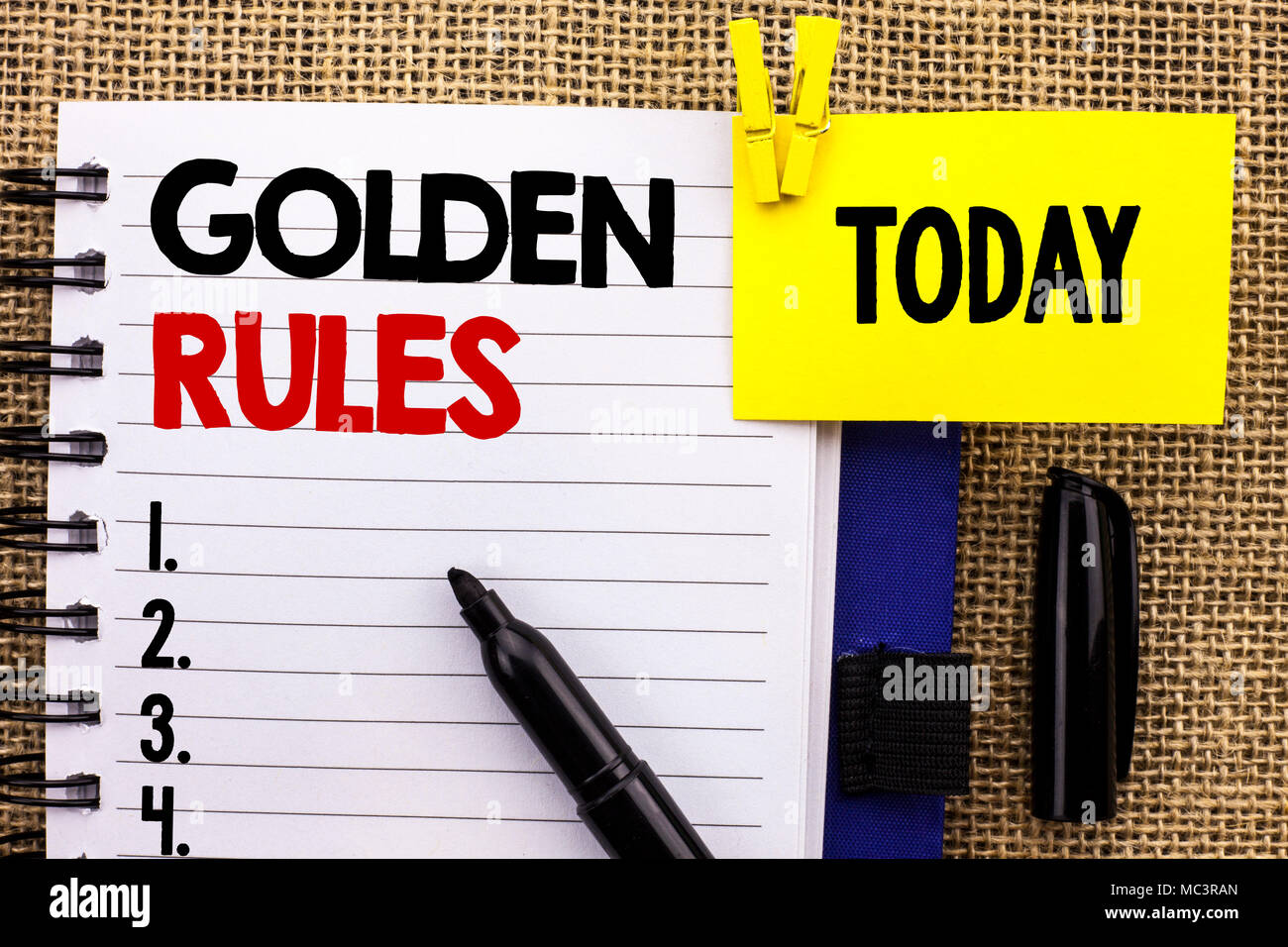 Word writing text Golden Rules. Business concept for Regulation ...