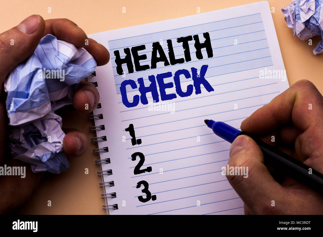 Handwriting text Health Check. Concept meaning Medical Examination ...